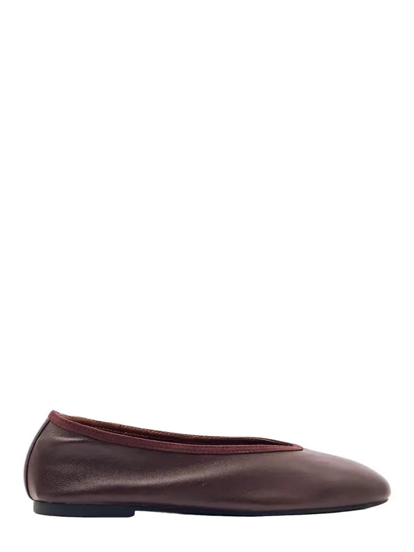 REISS Dina Leather Ballet Flats - Oxblood