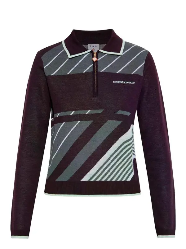 Casablanca Striped Polo Shirt - Green