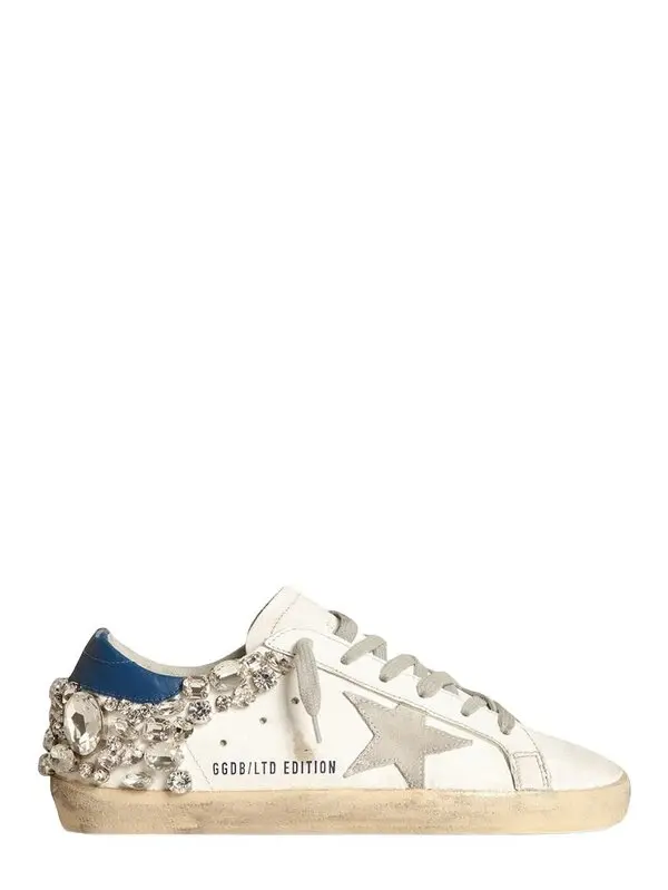GOLDEN GOOSE Superstar Swarovski Sneakers - White Blue Crystal