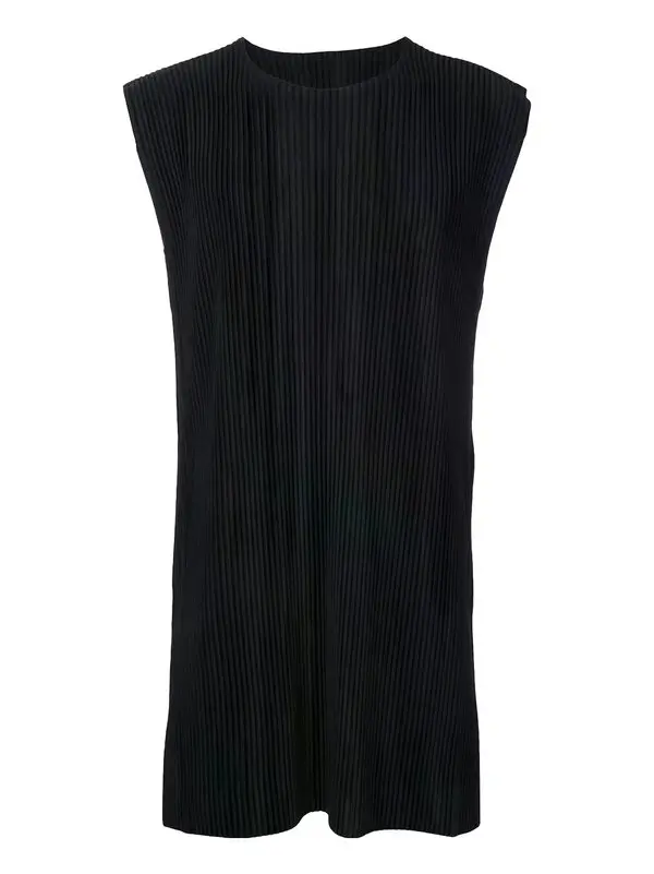 Issey Miyake Pleated Long Tank Top - Black