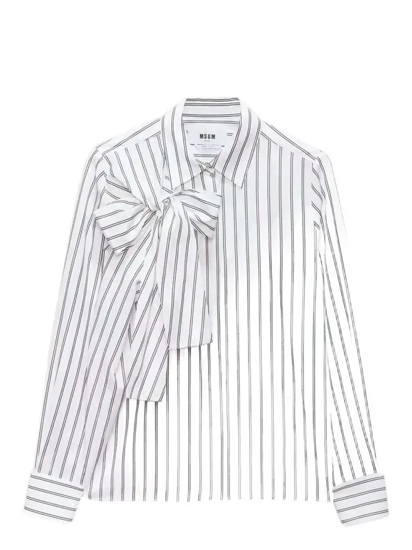 MSGM Striped Bow-detail Shirt - White
