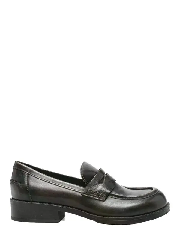 Ash Penny Leather Loafers - Black