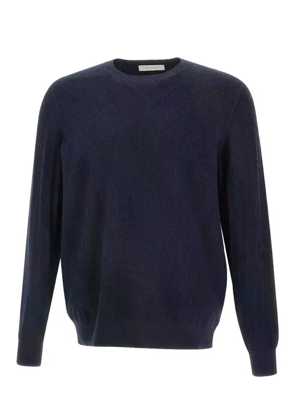 DIKTAT Diamond-pattern Crew-neck Sweater - Blue