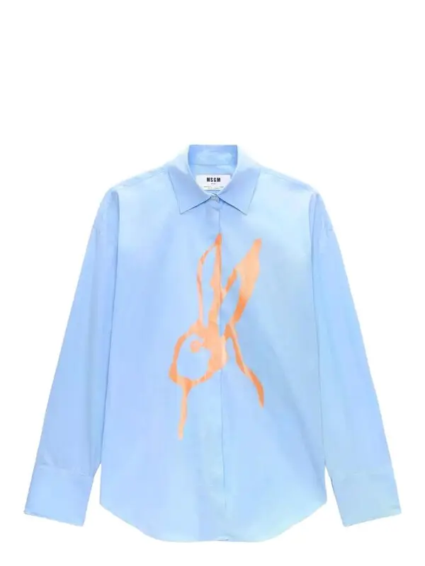 MSGM Rabbit-print Long-sleeve Shirt - Blue