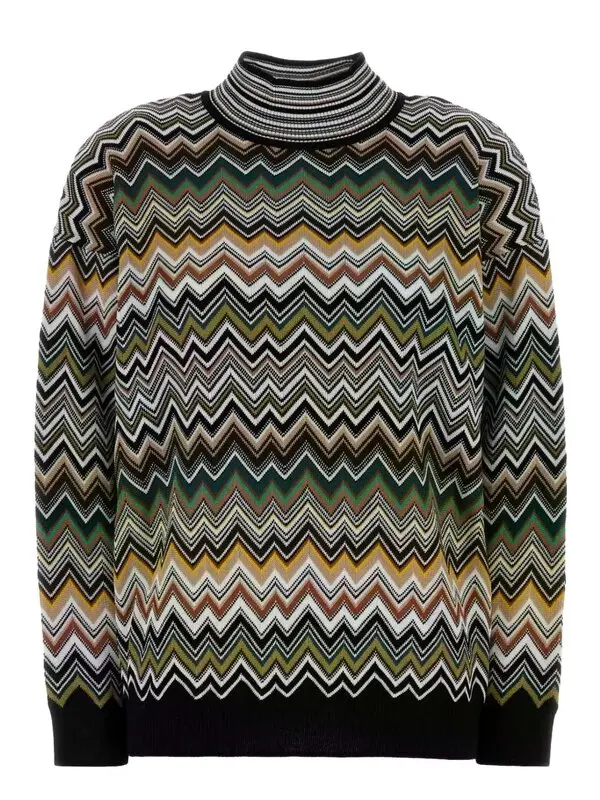 Missoni Zigzag-pattern High-neck Sweater - Brown