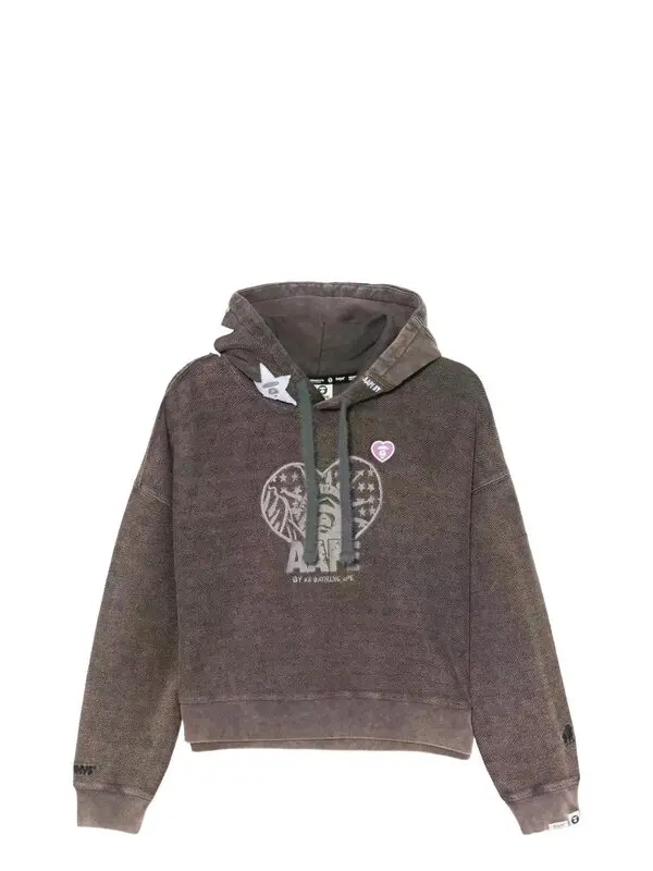 A BATHING APE Logo-embroidered Hoodie - Grey