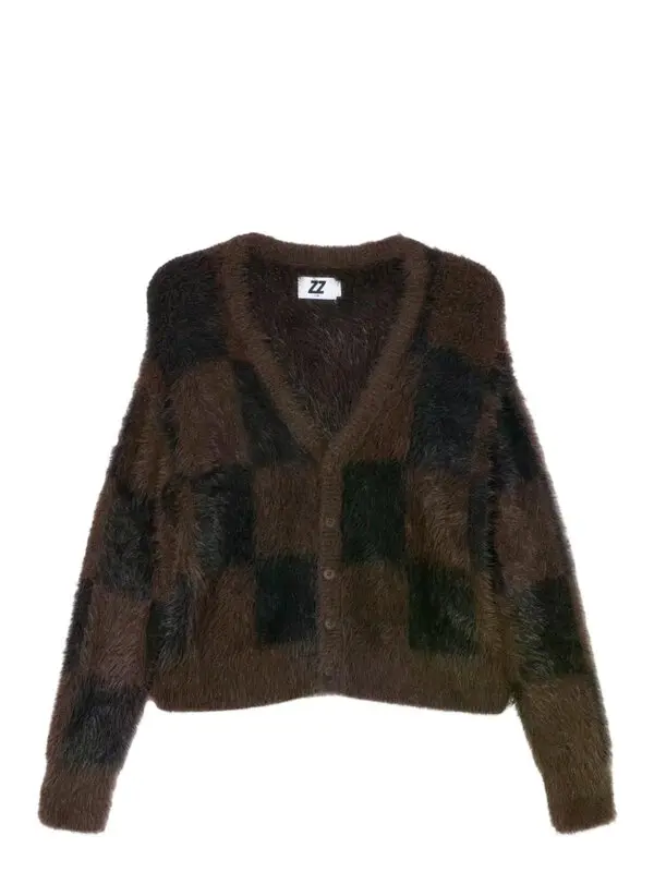 Izzue Checked Cardigan - Brown