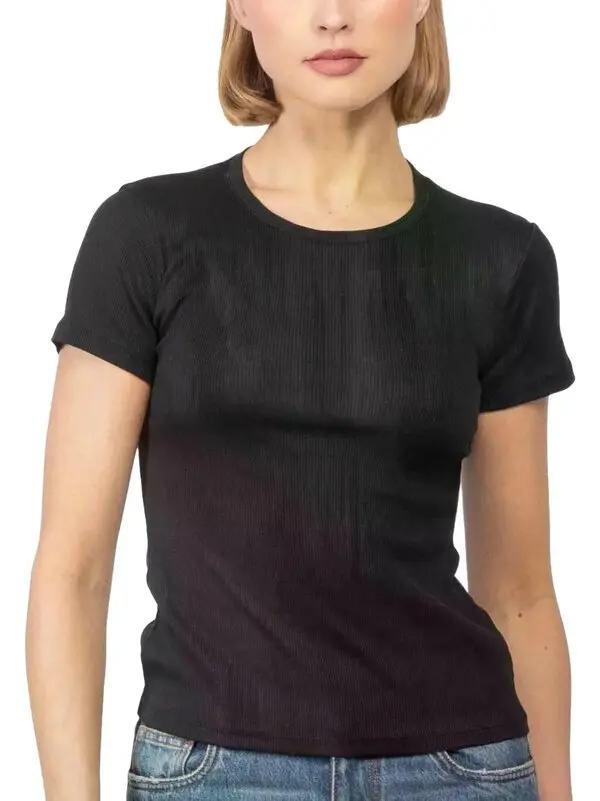 AYA MUSE Crew-neck Ribbed T-shirt - Black