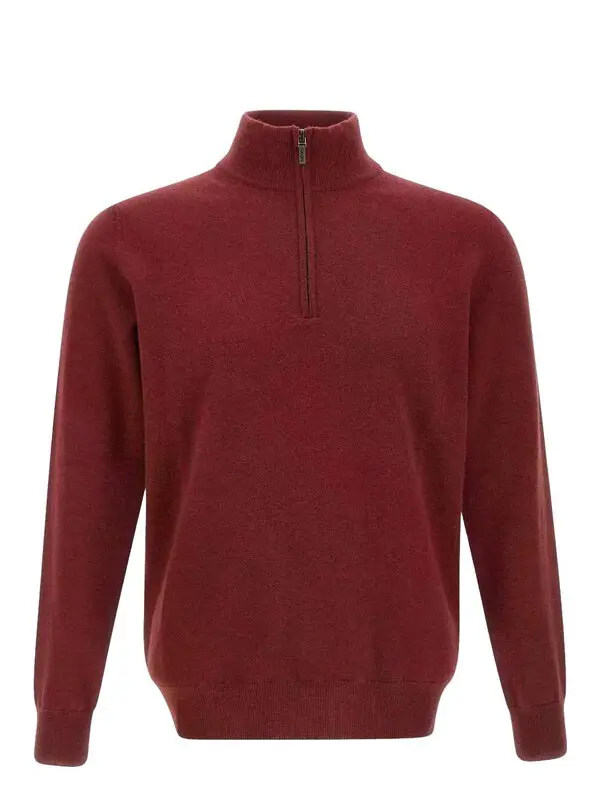 KANGRA Half-zip High-neck Sweater - Red