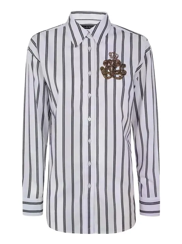 Ralph Lauren Striped Beaded-embellished Shirt - White