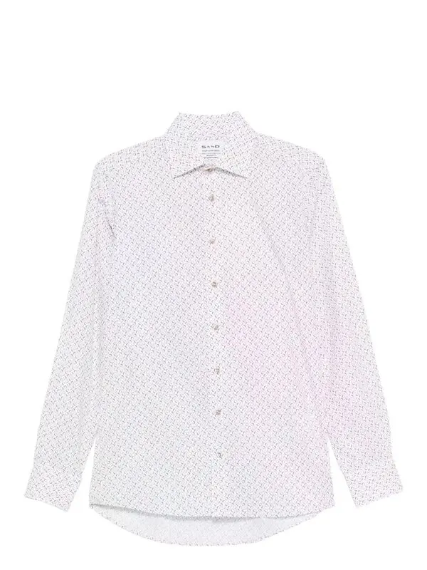 Sand Geometric-print Long-sleeve Shirt - White