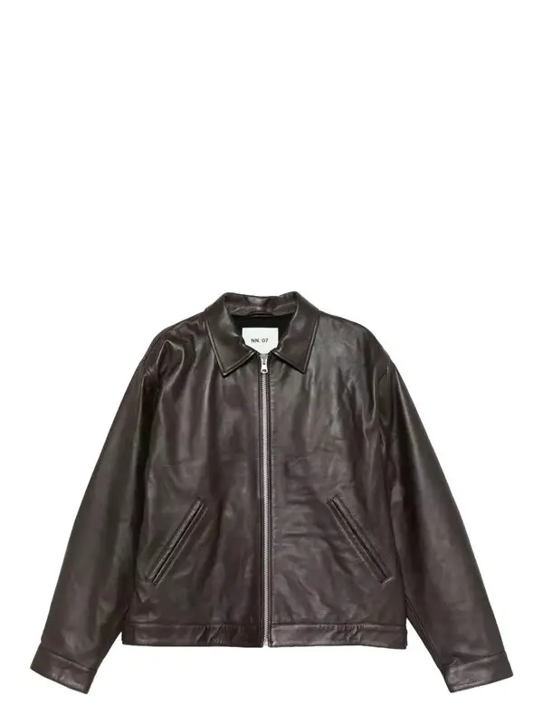 Nn07 Zip-front Welt-pocket Leather Jacket - Brown