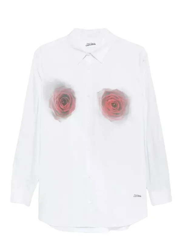 Jean Paul Gaultier Rose-print Shirt - 010230-white/grey/red