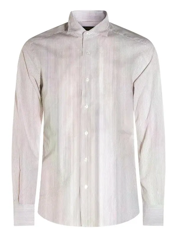 GLANSHIRT Striped Long-sleeved Shirt - White