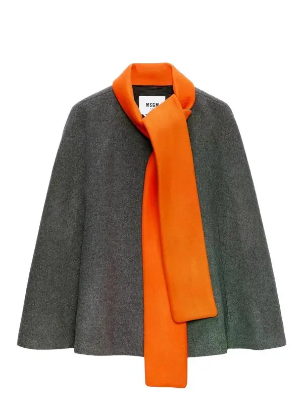 MSGM Attached Scarf Cape - Grey