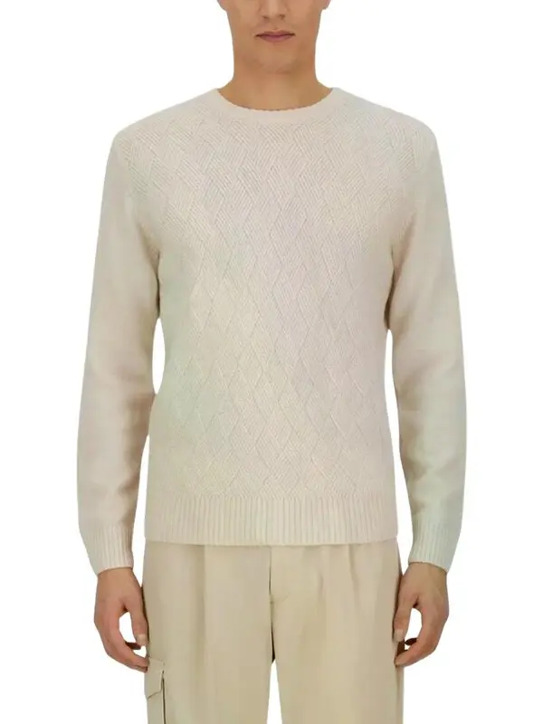 Herno Diamond-pattern Cashmere Blend Sweater - White