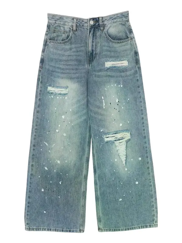B+AB Distressed Wide-leg Jeans - Blue