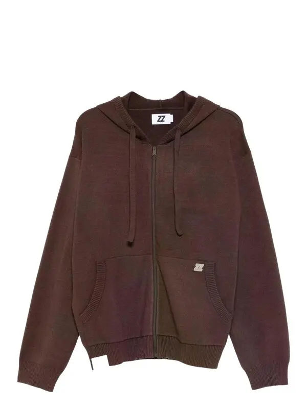 Izzue Logo-patch Knitted Jacket - Brown