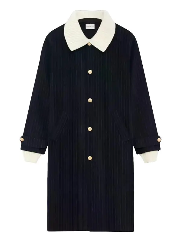 Drole De Monsieur Pinstripe Le Manteau Coat - Blue