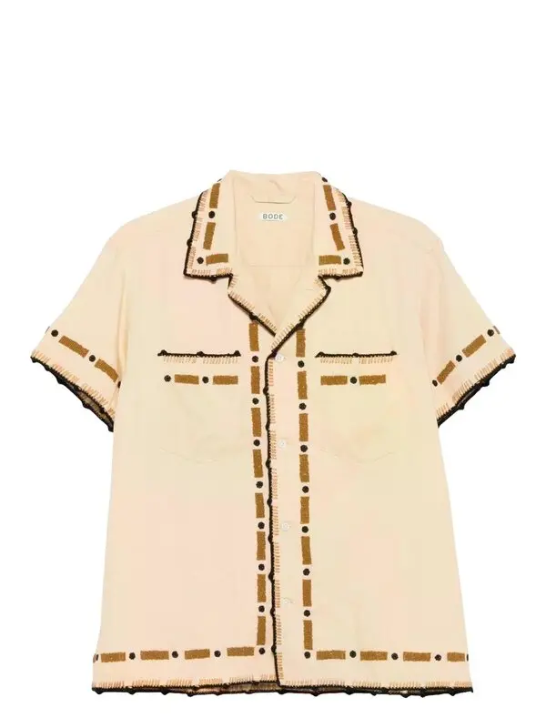 BODE Beaded Embroidered Shirt - Neutrals