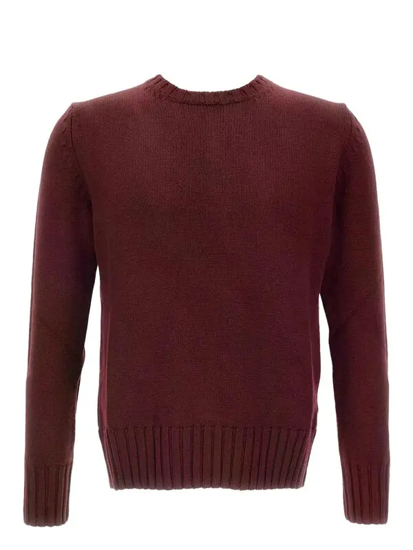 CUSTOMER LOVERS Crew-neck Ribbed Sweater - Red