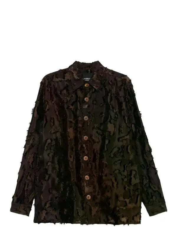 LABRUM Frayed Camo Shirt - Brown