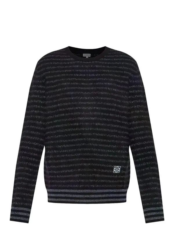 Loewe Striped Logo-embroidered Sweater - Blue