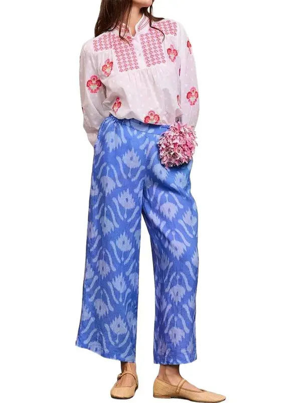Nimo With Love Linen Palazzo Trousers - Blue