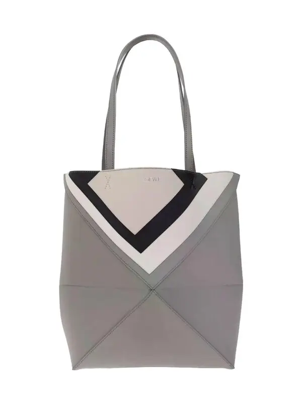 Loewe Puzzle Fold Chevron Panel Tote Bag - Grey