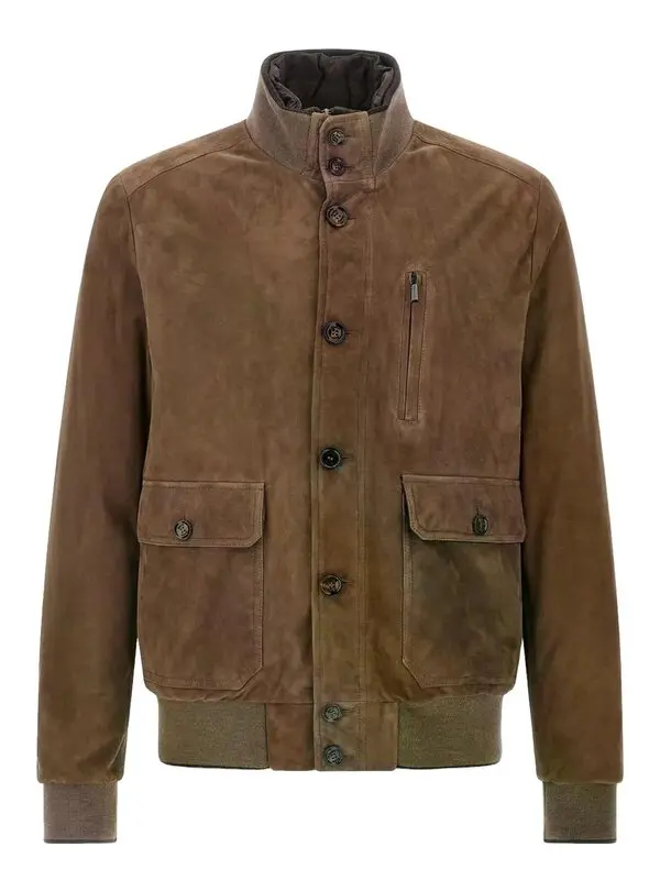 MOORER Suede Jacket - Brown