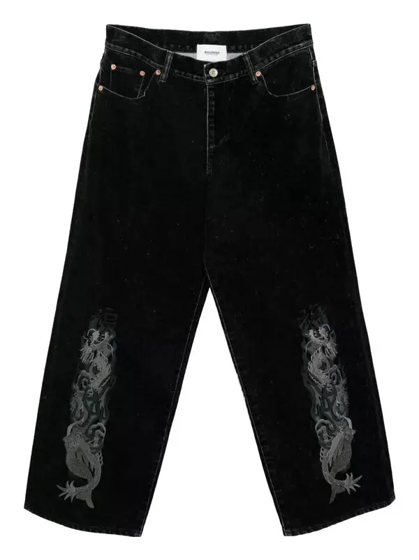 DOUBLET Embroidered Flocked Jeans - Black