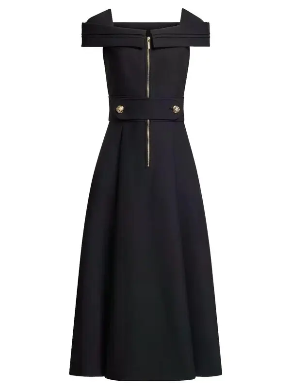 Elie Saab Zip-detail Midi Dress - Black