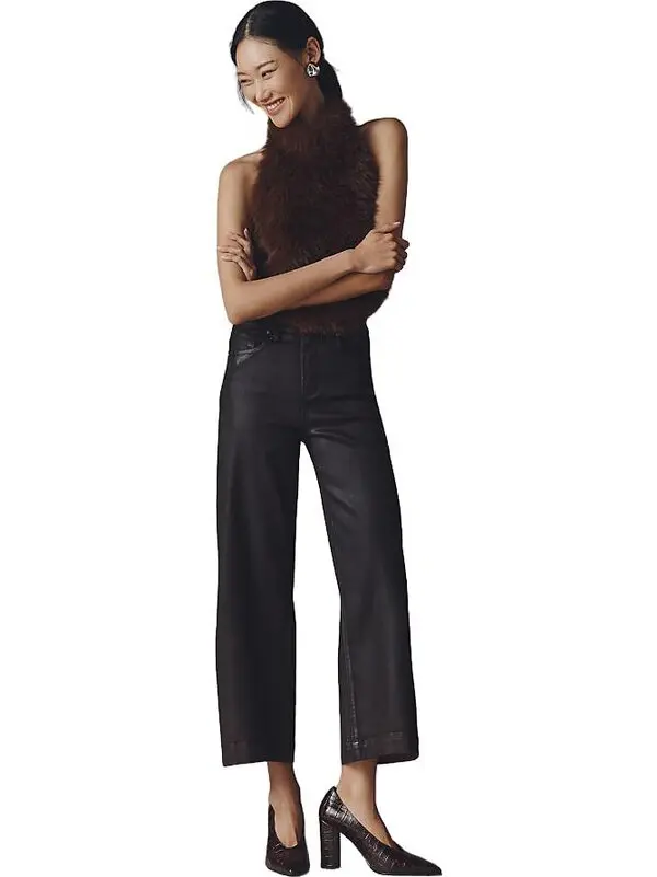 Paige Anessa High-rise Crop Wide-leg Jeans - Brown