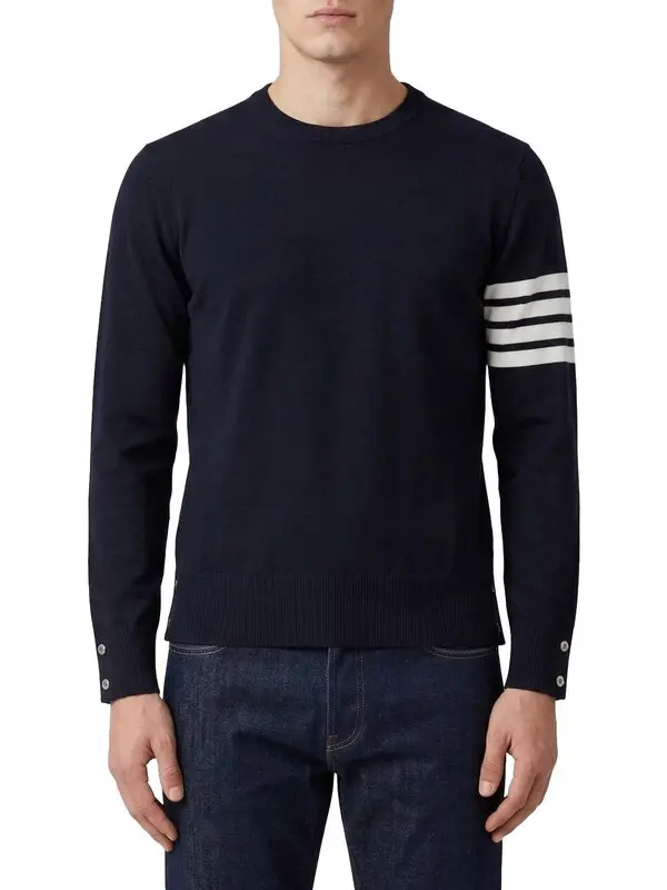 Thom Browne 4-bar Stripes Wool Pullover - Blue