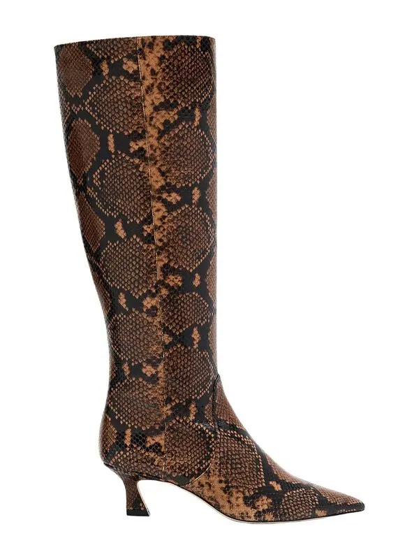 STUART WEITZMAN 50mm Vinnie Snake-printed Knee-high Boots - Espresso