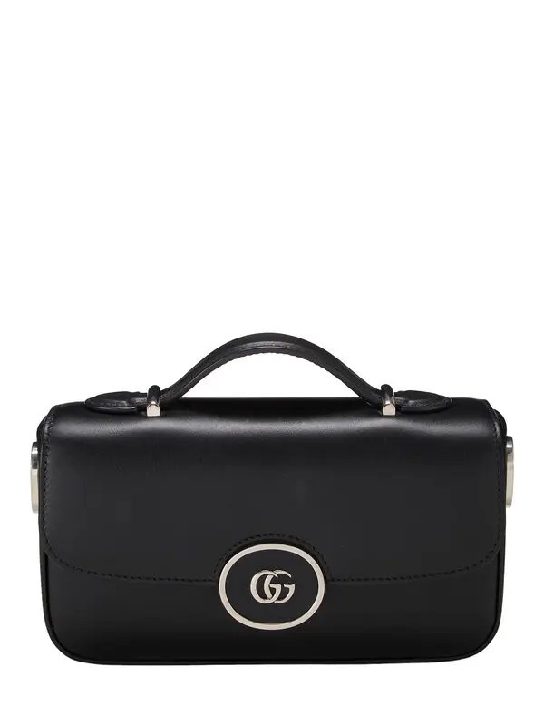 Gucci Leather Petite Gg Shoulder Bag - Black
