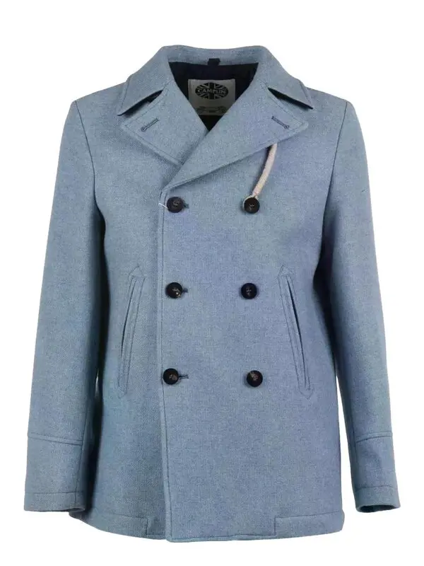 CAMPLIN Double-breasted Wool-blend Coat - Blue