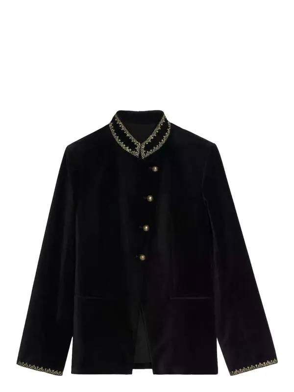 Zadig&Voltaire Velvet-effect Embellished-collar Jacket - Black