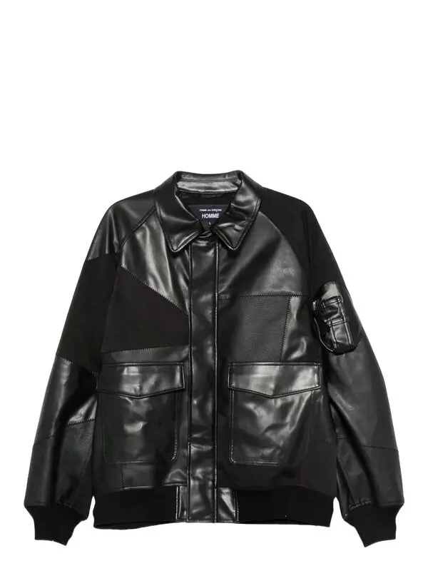 Comme Des Garçons Leather Bomber Jacket - Black