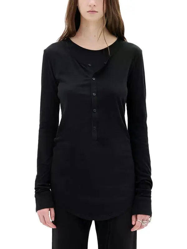ANN DEMEULEMEESTER Vero Button-front Long-sleeve T-shirt - Black
