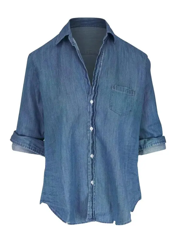 Frank & Eileen Curved-hem Denim Shirt - Blue