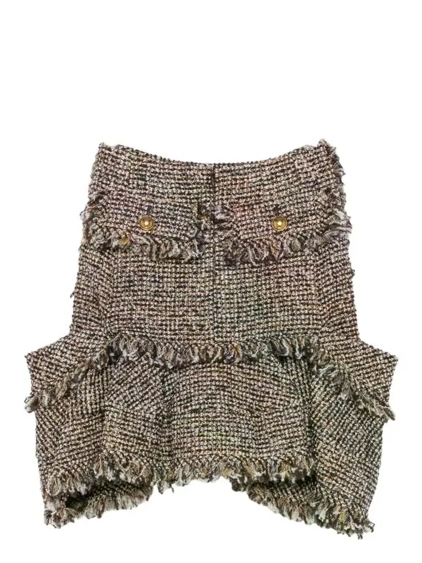 Sacai Fringed Tweed Skirt - Brown
