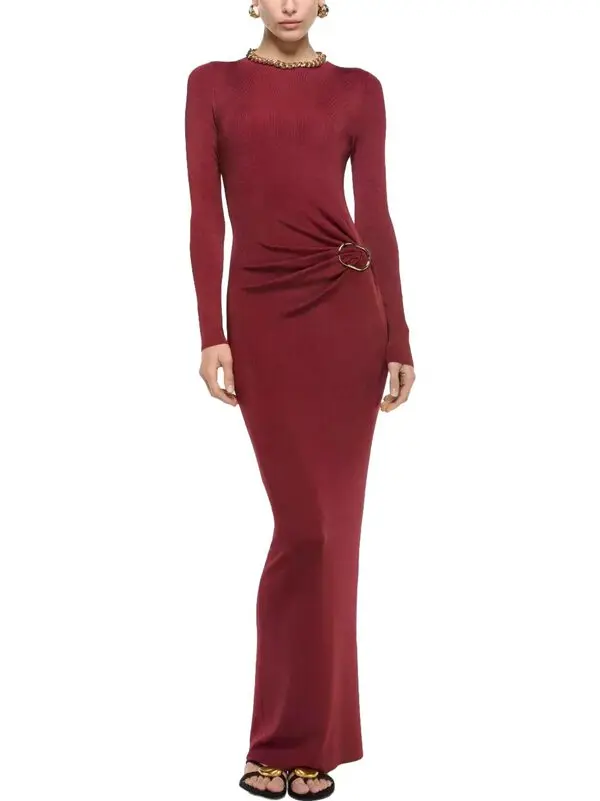 Roland Mouret Long-sleeve Gathe Maxi Dress - Red