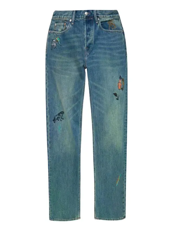 Paul Smith Embroidered-motif Straight-leg Jeans - Blue