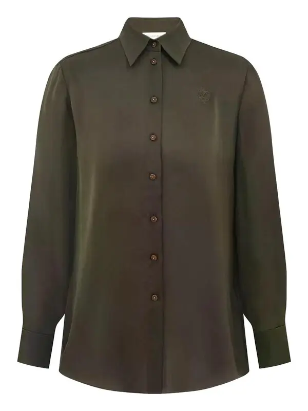 Zimmermann Embroidered Satin Shirt - Green