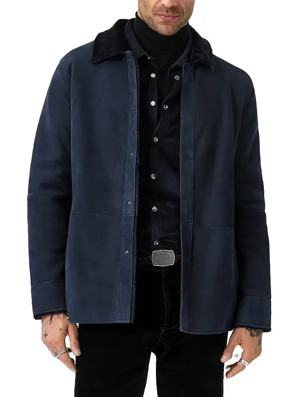 John Varvatos Essex Shearling Jacket - Navy