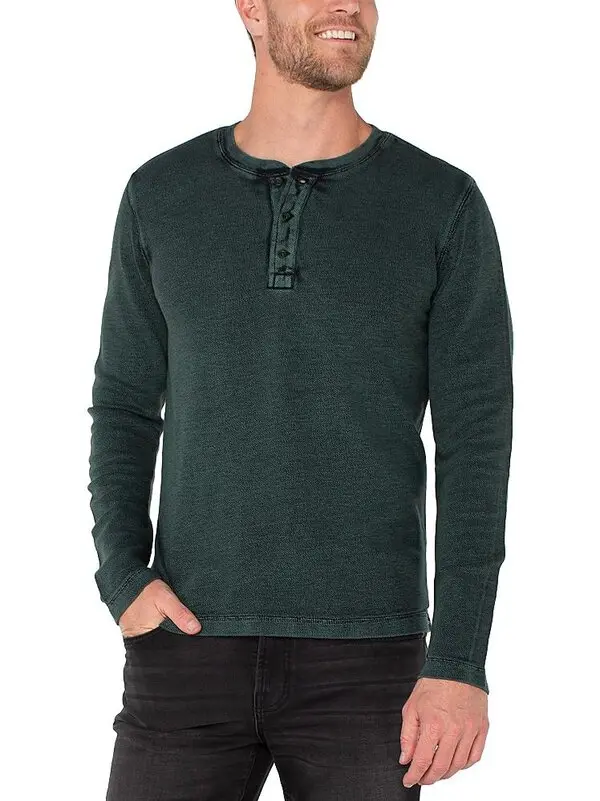LIVERPOOL Long Sleeve Henley - Spruce/black