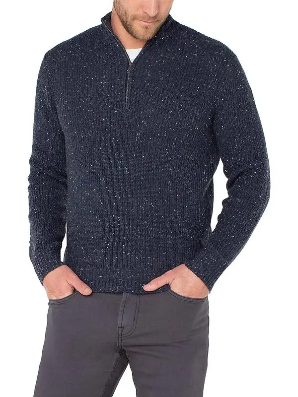 LIVERPOOL Donegal Ribbed Pullover Sweater - Indigo Blue