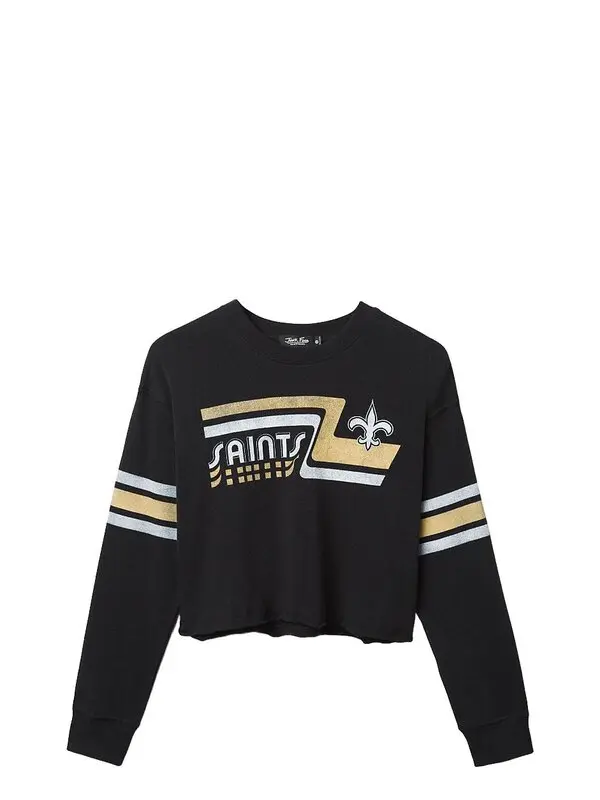 Junk Food Clothing Nfl New Orleans Saints Retro Crop Fleece Sweatshirt - True Black