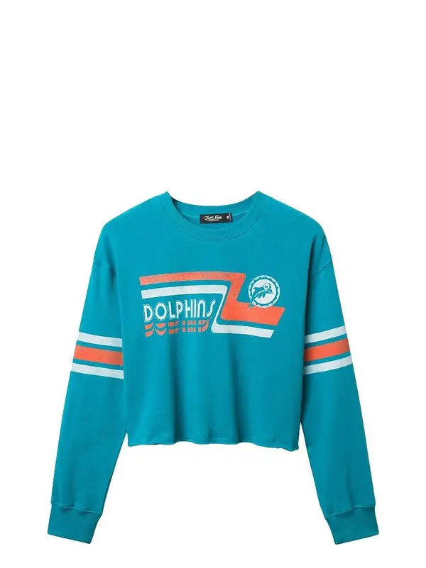 Junk Food Clothing Nfl Miami Dolphins Retro Crop Fleece Sweatshirt - Teal